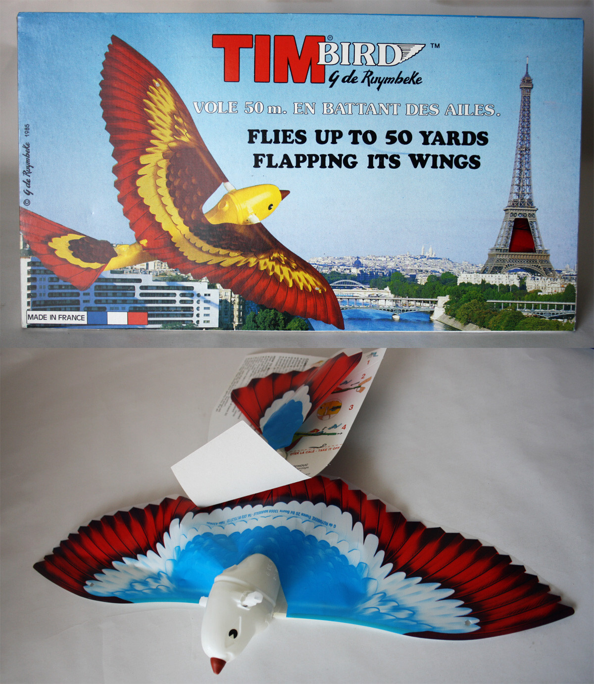 4X VINTAGE 1985 TIM BIRD FLAPPING WINGS BIRD RUYMBEKE ORNITHOPTER ...