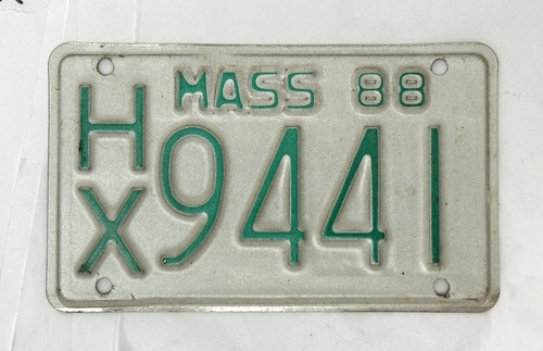 Motorcycle license plate 1988 Massachusetts Green On White 7.5”x4.5” | eBay