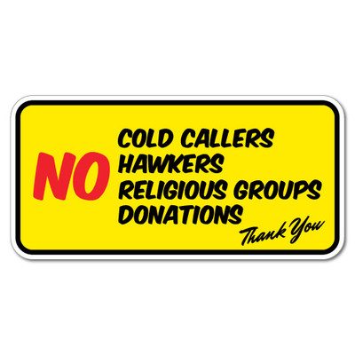 No Cold Callers Hawkers Religious Group Door Sticker #7474EN | eBay