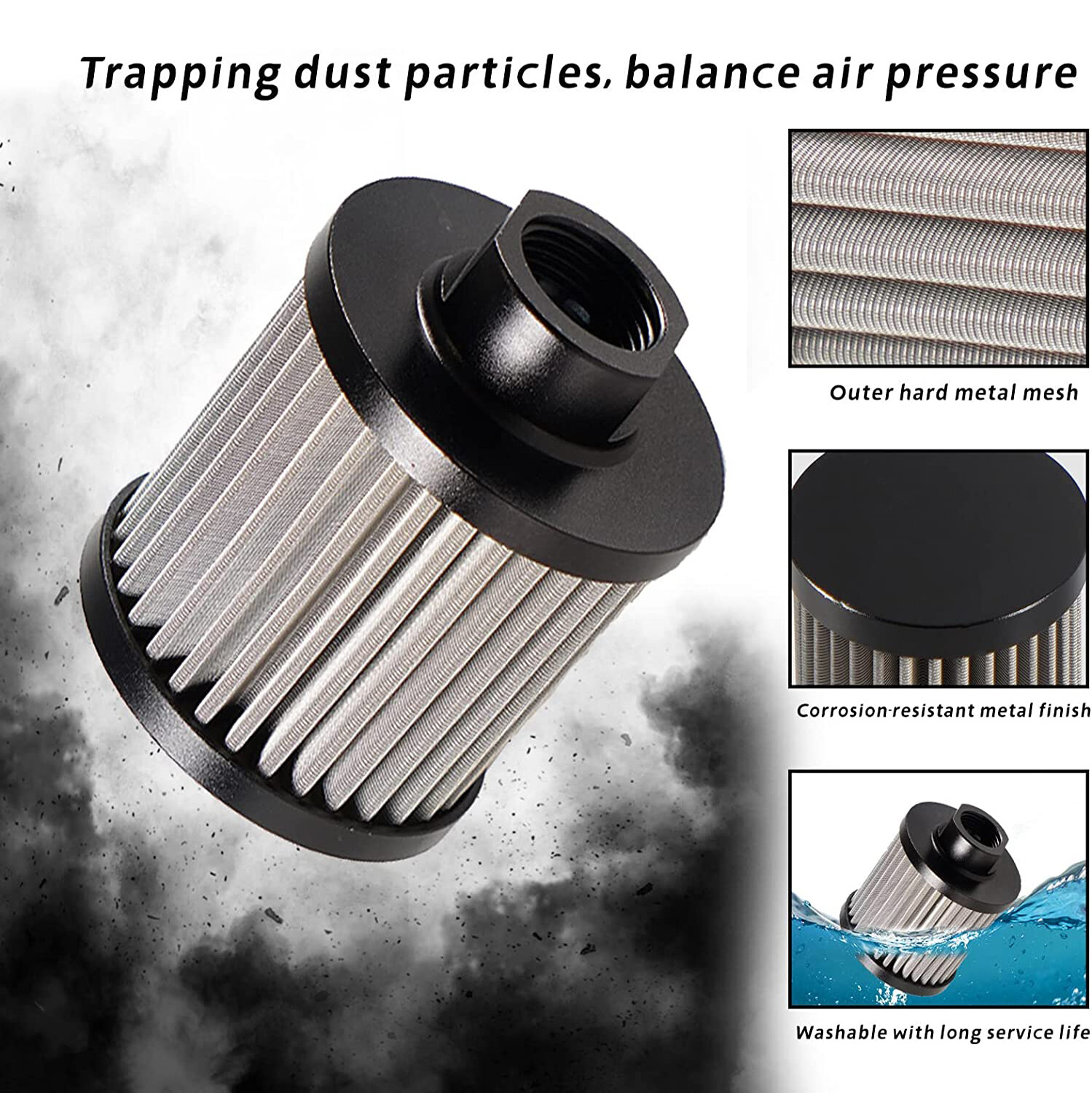1L Oil Catch Can Reservoir Tank Breather Filter Baffled+10AN Fuel Line ...