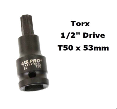US PRO Industrial Impact T50 Torx / Star Bit Socket 1/2" Drive 53mm ...