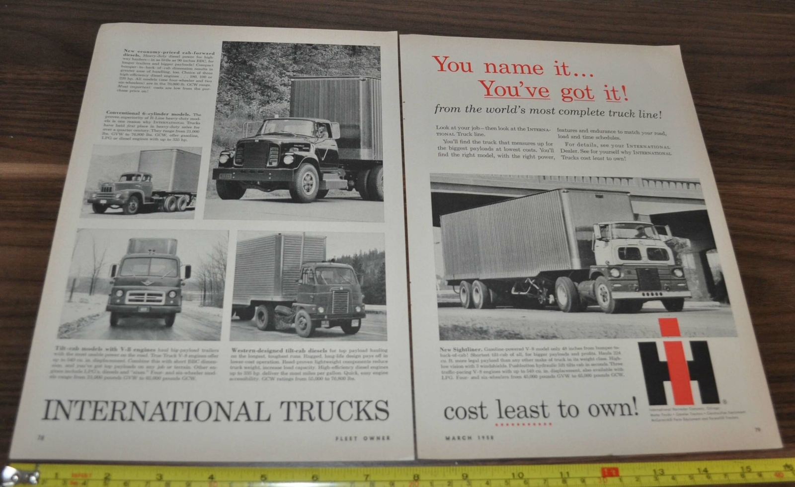 1958 International Trucks Ad Sightliner US Royal Tires Mack B Series ...
