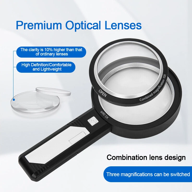 10x Handheld Reading Loupe Magnifier With 10 Led Light | Shelly Lighting