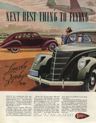 Next Best Thing to Flying - Lincoln-Zephyr V-12 ad 1937 SEP | eBay