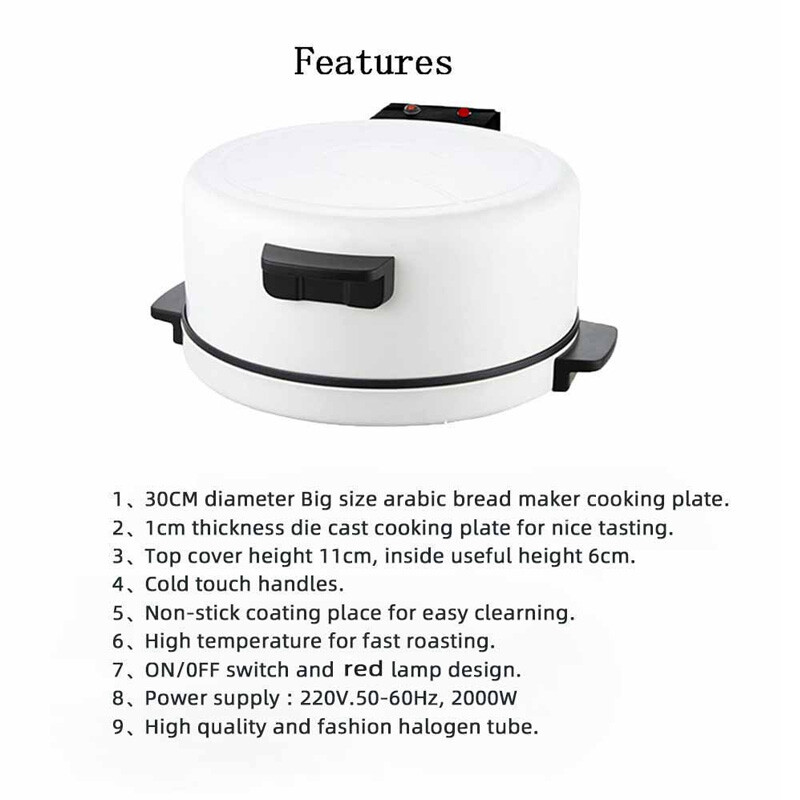 220V Electric Cooker Benchtop Pizza Oven Non-Stick Flat Grill Cook ...