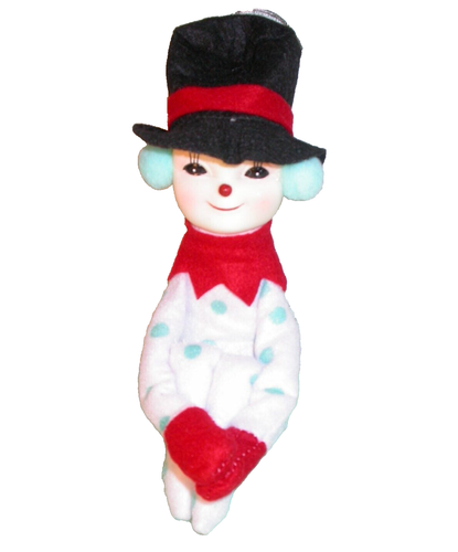 Kitsch Polka Dot Pixie SNOWMAN Knee Hugger Mr Christmas Shelf Sitter ...
