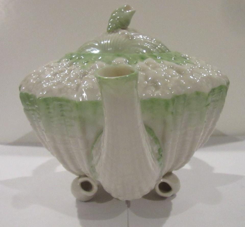 Belleek Green Neptune Tea Pot Rare Red Second Black Mark 8.25 x 5 ...