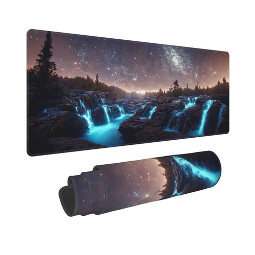 Milky Way with Forests and Waterfalls Extended Big Mouse Pad Large,XL ...