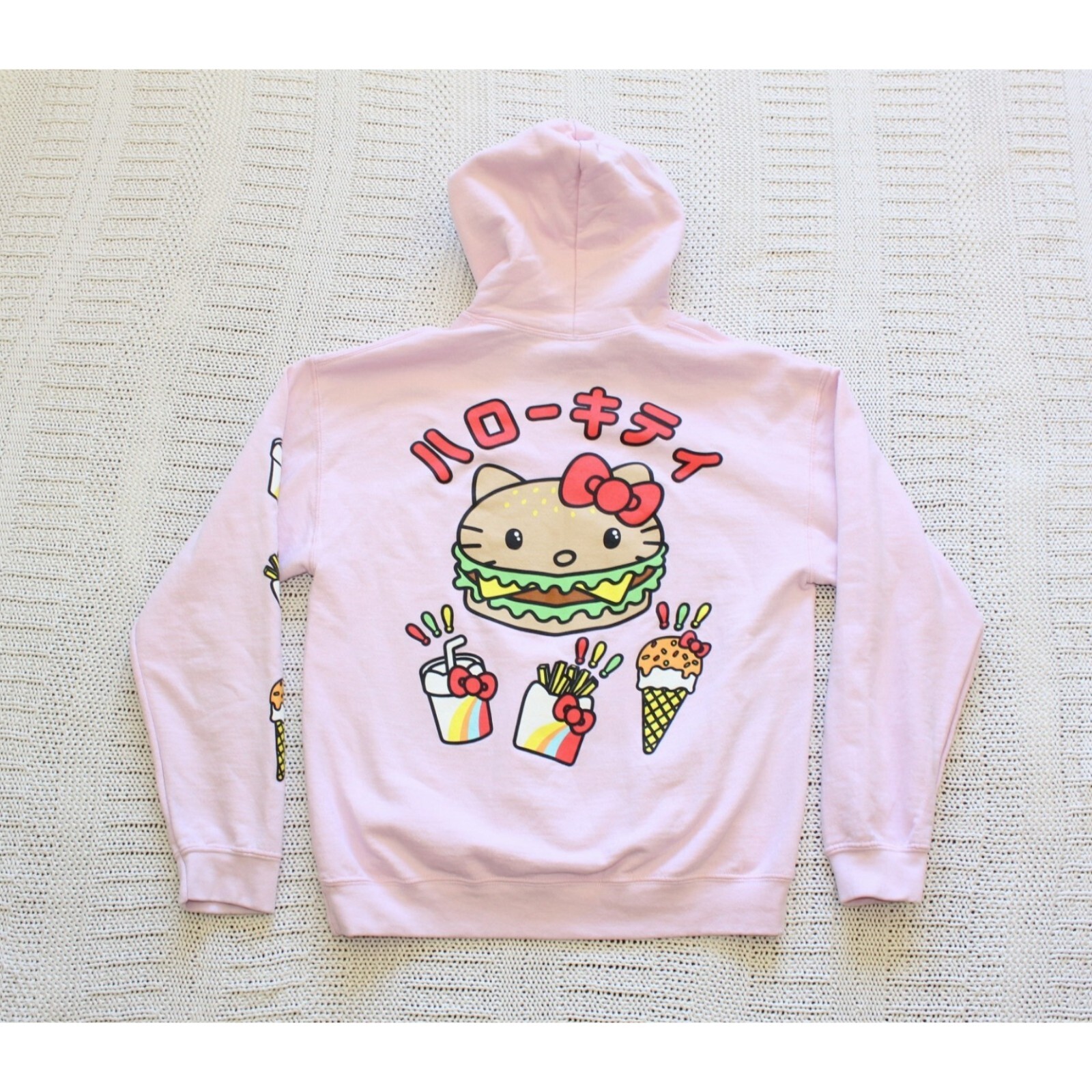 Hello Kitty Fast Food Burger Fries Pink Hoodie Sweats… - Gem