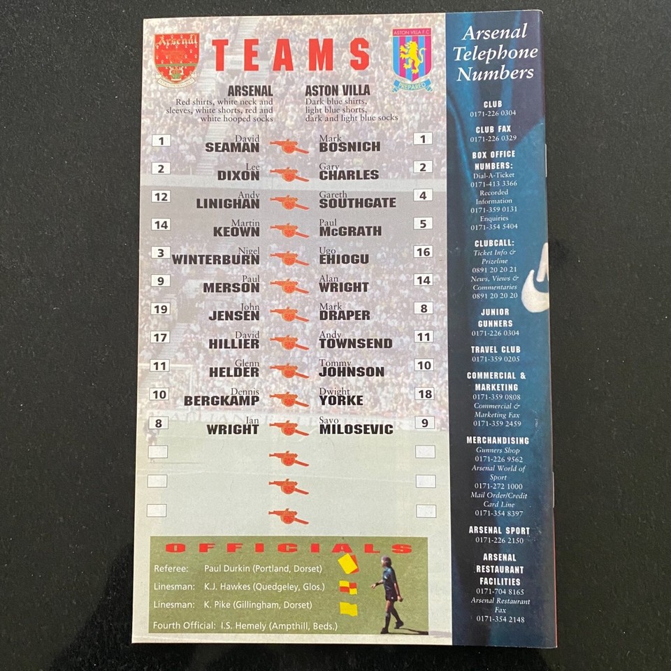 ARSENAL Football Programmes YOU CHOOSE 1993 96 97 98 99 2000 01 02 05 ...