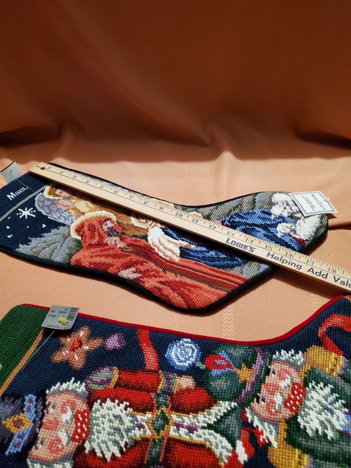 NEW Handmade Needlepoint Nutcracker & Nativity Christmas Stocking MOM ...