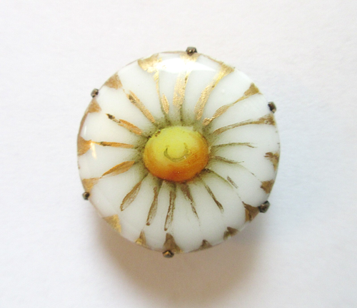 Antique Hatpin Hand-Painted Daisy Porcelain Disk | eBay
