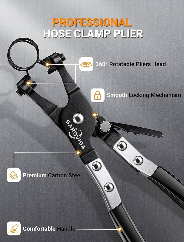 Heavy Duty Hose Clamp Pliers Tool with Locking Gear Spring Ring Clamp ...