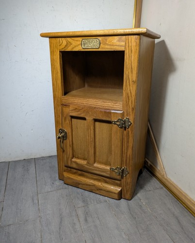 Vintage White Clad Oak Wood Ice Box Nightstand Cabinet Chest End Table ...
