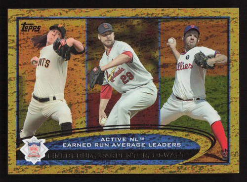 2012 Topps #92 Tim Lincecum/Chris Carpenter/Roy Oswalt GOLD SPARKLE ...