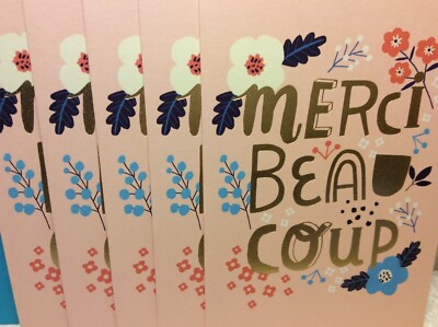 THANK YOU RSVP CARDS New w/Envelopes LOT 5 "MERCI BEAU COUP" LOW SALE ...
