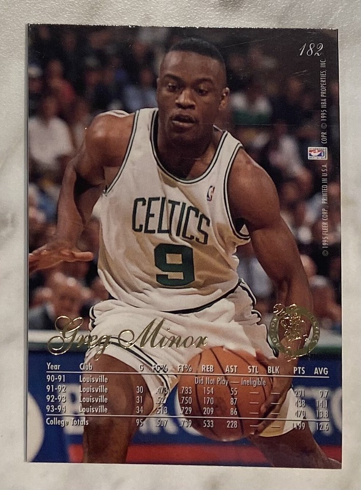 1994-95 Flair Basketball Greg Minor Boston Celtics Card #182 Rookie RC ...