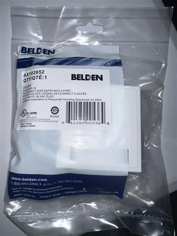 Belden AX102652 KeyConnect Side Entry Box 2-Port W/ Shutter Door (10 ...