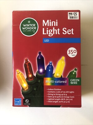 Mini Light Set LED 350 Lights (2 Set w/ 175 ea) w/ Green Wire | eBay