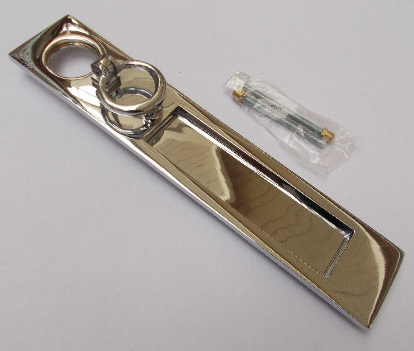 POLISHED CHROME -Front door Internal External letter box postal plate ...