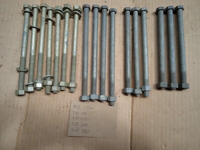 Galvanised steel bolts assorted M12 x 220 mm to 180mm | eBay Australia