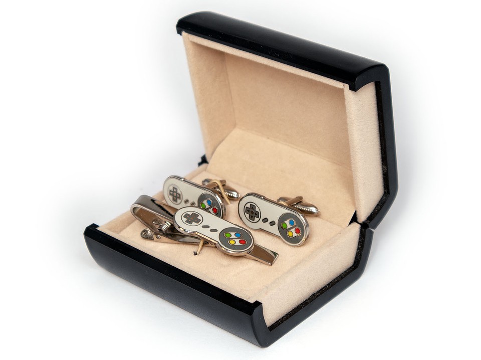 Super Nintendo Cuff Links, SNES Tie Clip, Super NES, Jewelry Cufflinks ...
