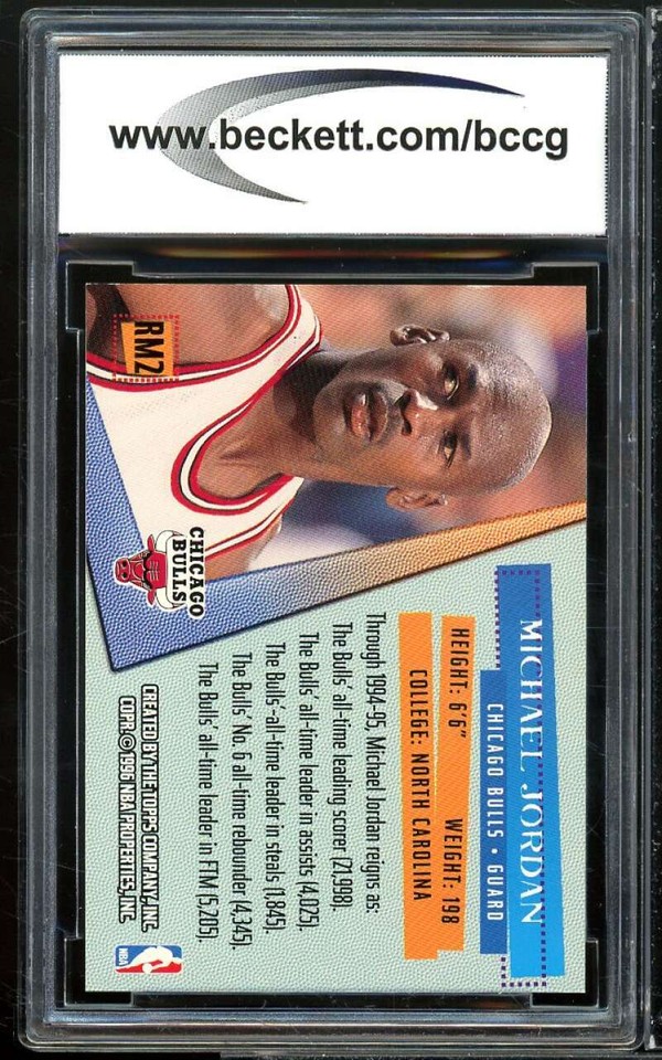 1995-96 Stadium Club Reign Men #RM2 Michael Jordan Card BGS BCCG 9 Near ...