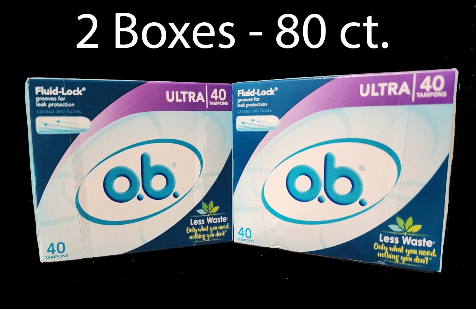 o.b. Tampons 40 Count Fluid Lock Super Absorbent (2 Pack) 80 Ct Total ...