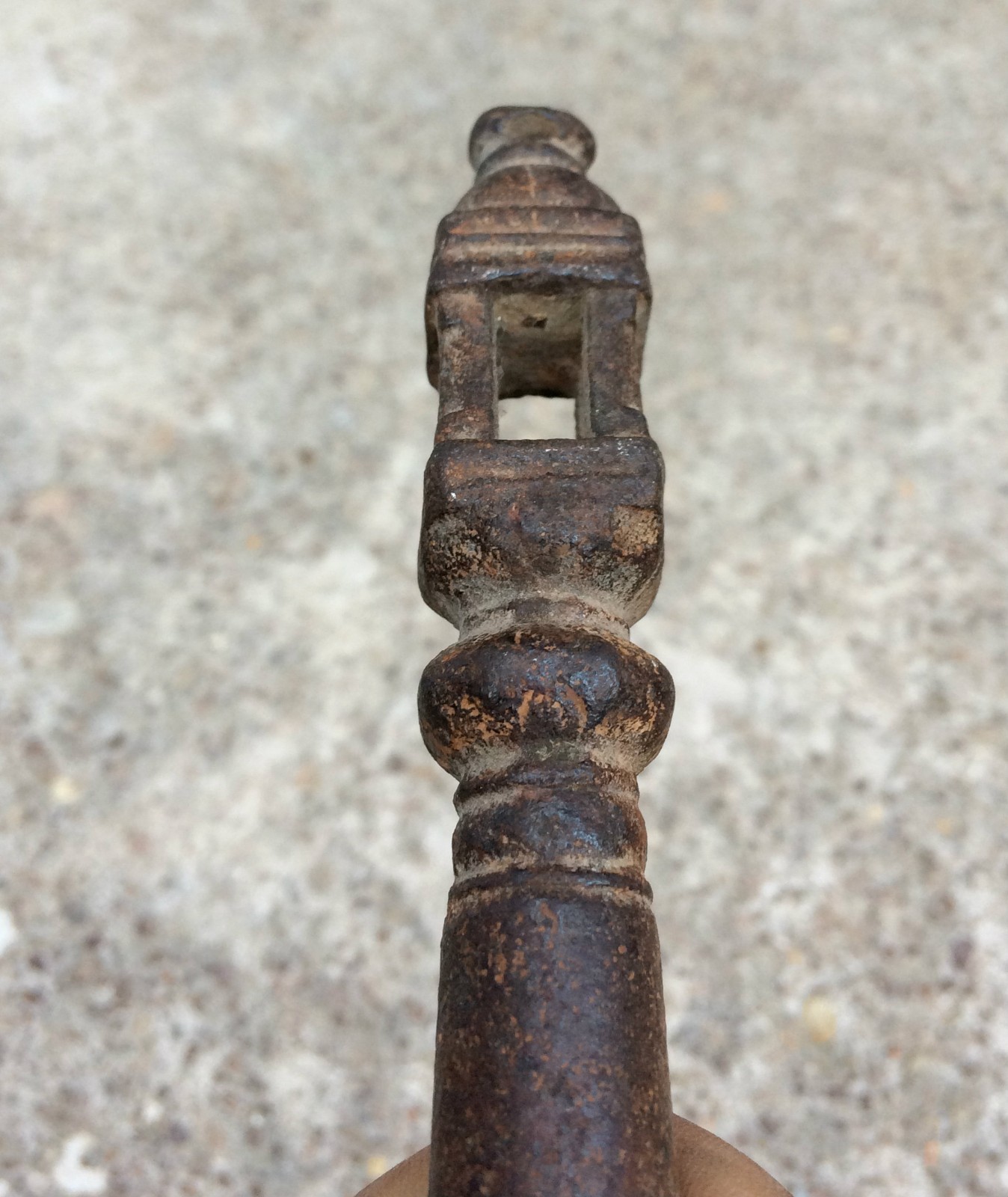 18c Antique Indo Persian Hand Carved Temple Shape Iron Spear End Lance ...