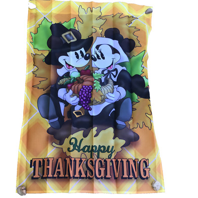 Disney Hamilton Collection Happy Thanksgiving Flag Banner Mickey Minnie ...