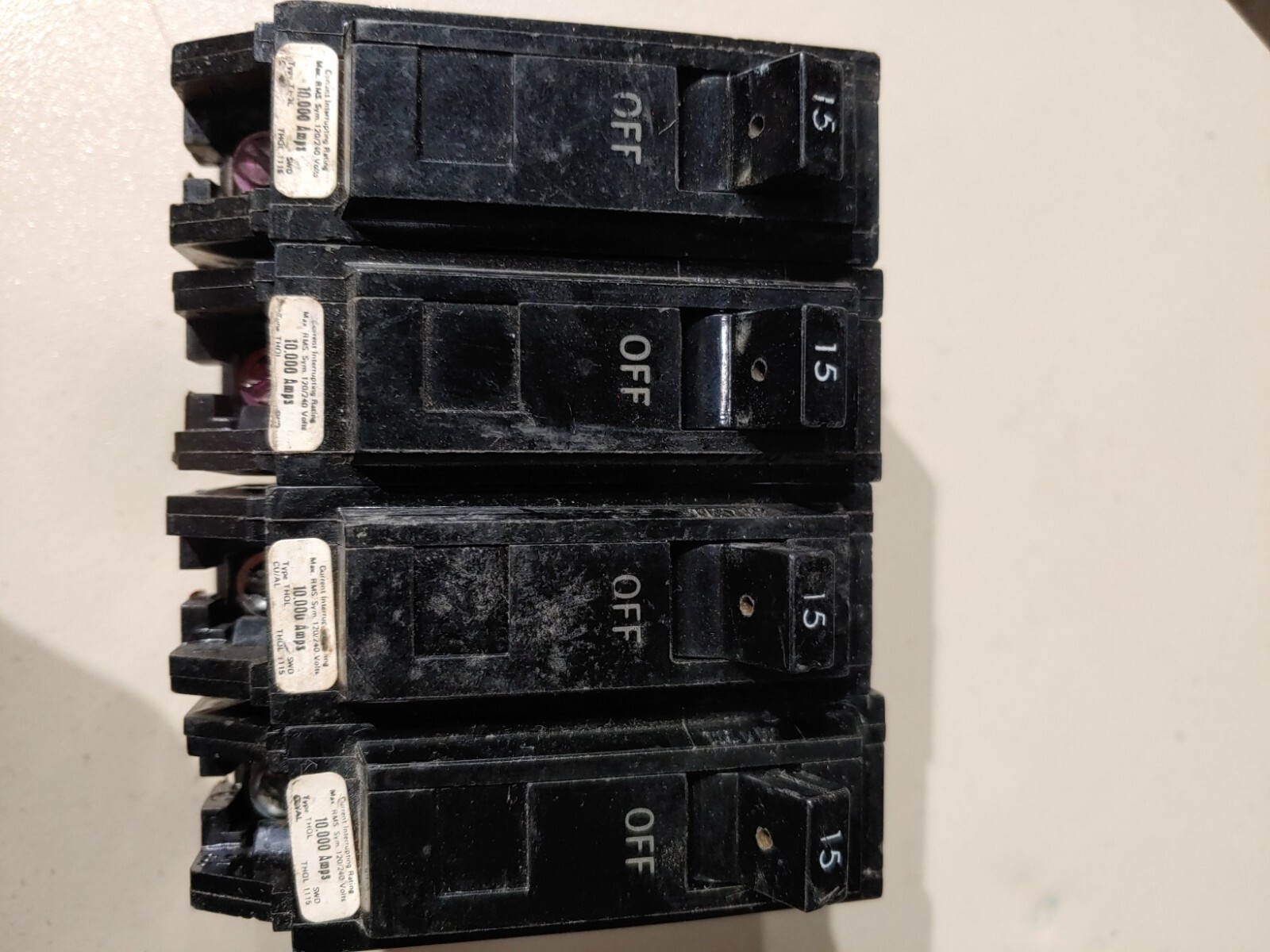 GE 15 AMP TYPE THOL-AC CURCUIT BREAKER TQL-AC, 1 POLE LOT OF 4 | eBay