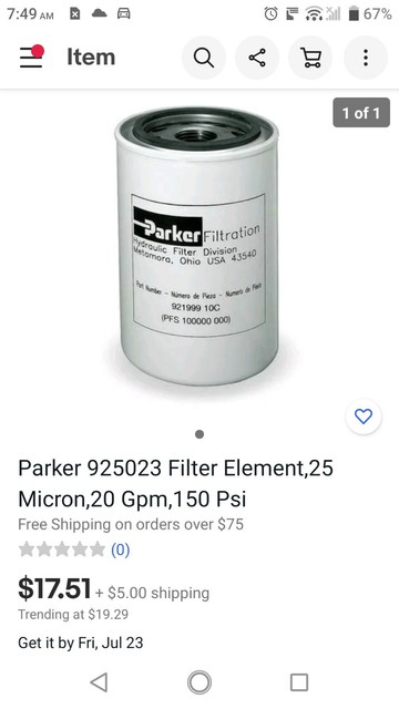 Parker 925023 25c Filter Element Spin-on 25 Micron for sale online | eBay