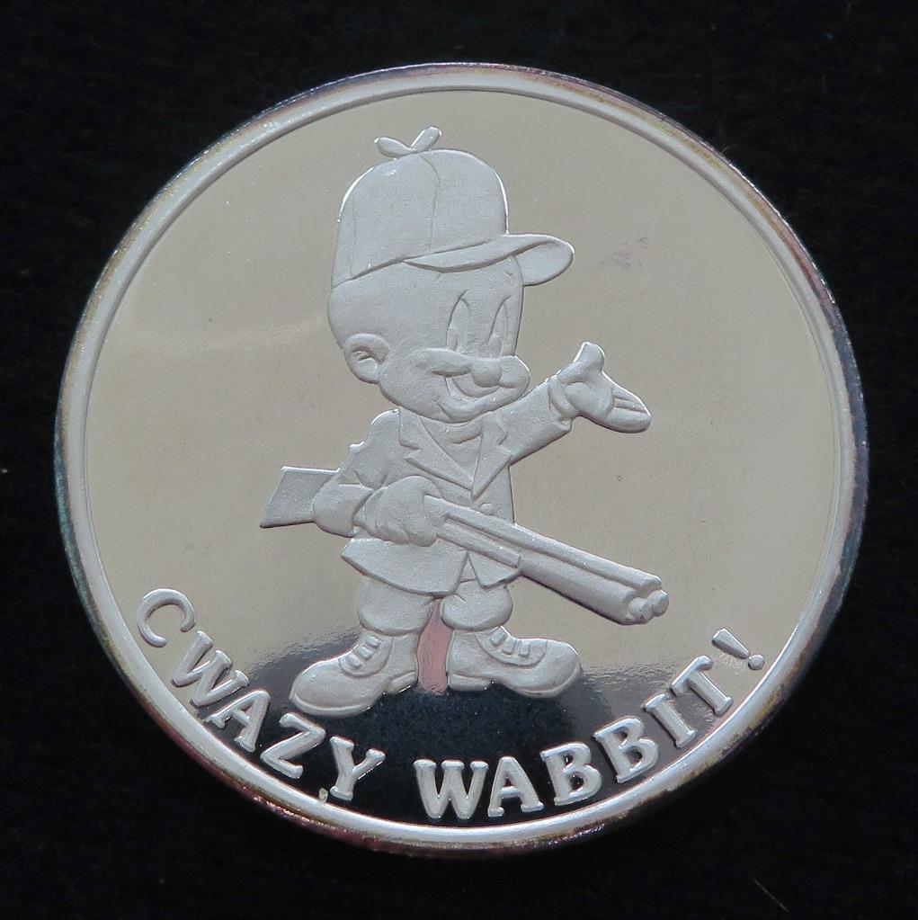 Cwazy Wabbit 1 Ounce Silver Round *Elmer Fudd* 50th Birthday Warner ...