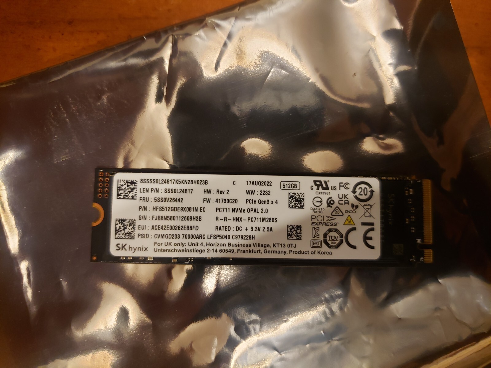 BRAND NEW LENOVO THINKPAD NVME INTERNAL SSD DRIVE 512 FRU: 5SS0V26442 ...