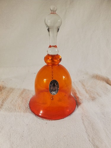 Handblown Pilgrim Glass Bell Amberina Red Yellow Clear | eBay