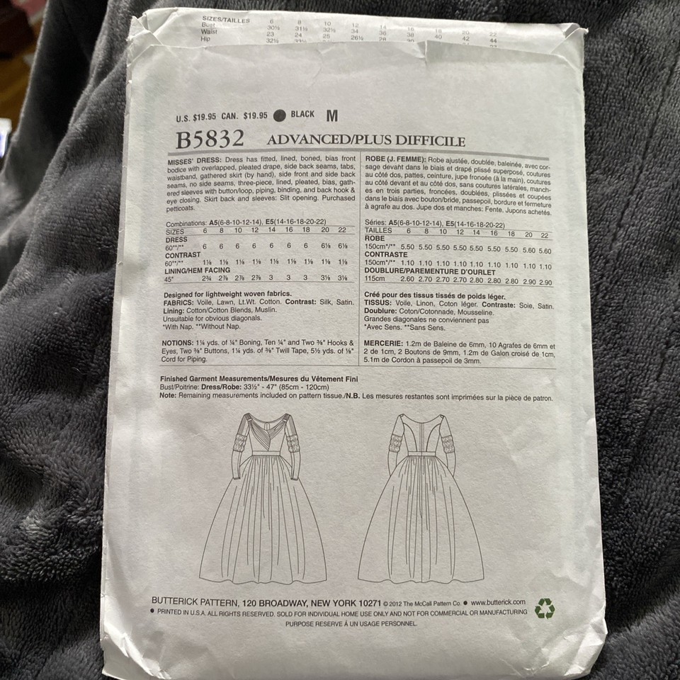 Historical Civil War Era Dress Sewing Pattern Costume Size 14-22 ...