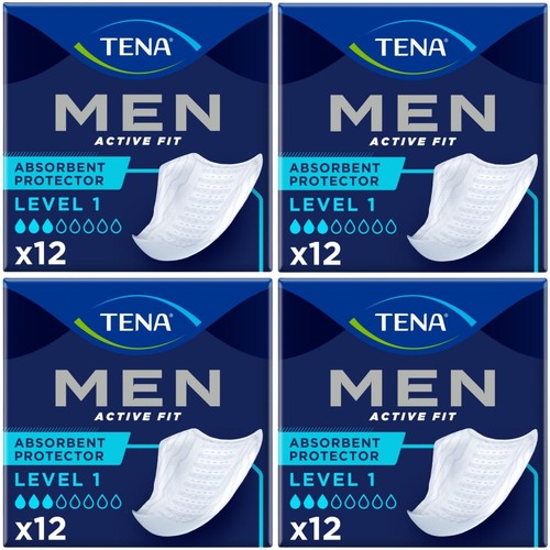 Tena Men Level 1 Incontinence Pads for Men 4x12 Male Incontinence Pads ...