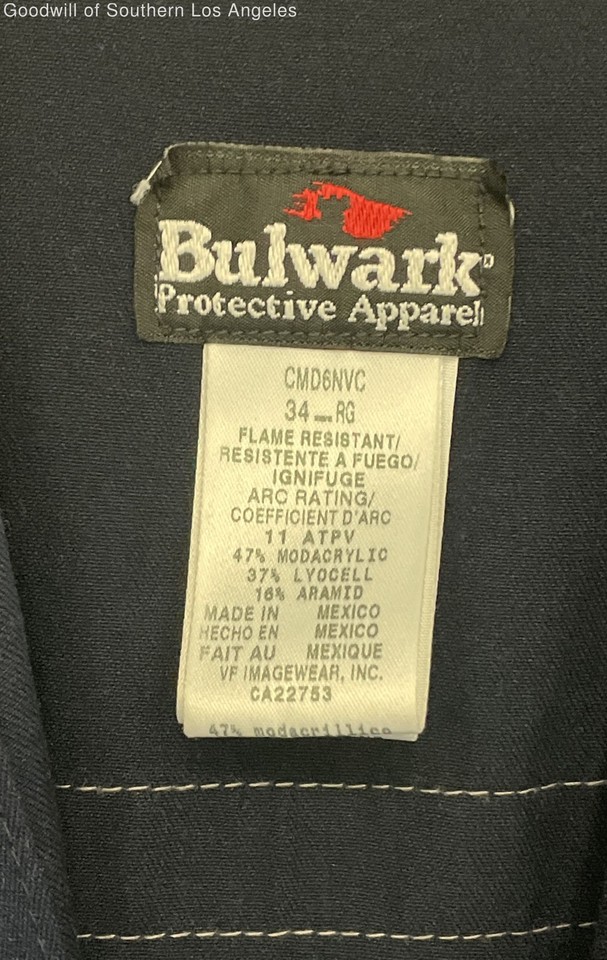 Bulwark Brand Flame-Resistant Navy Coveralls - Size 34 | eBay