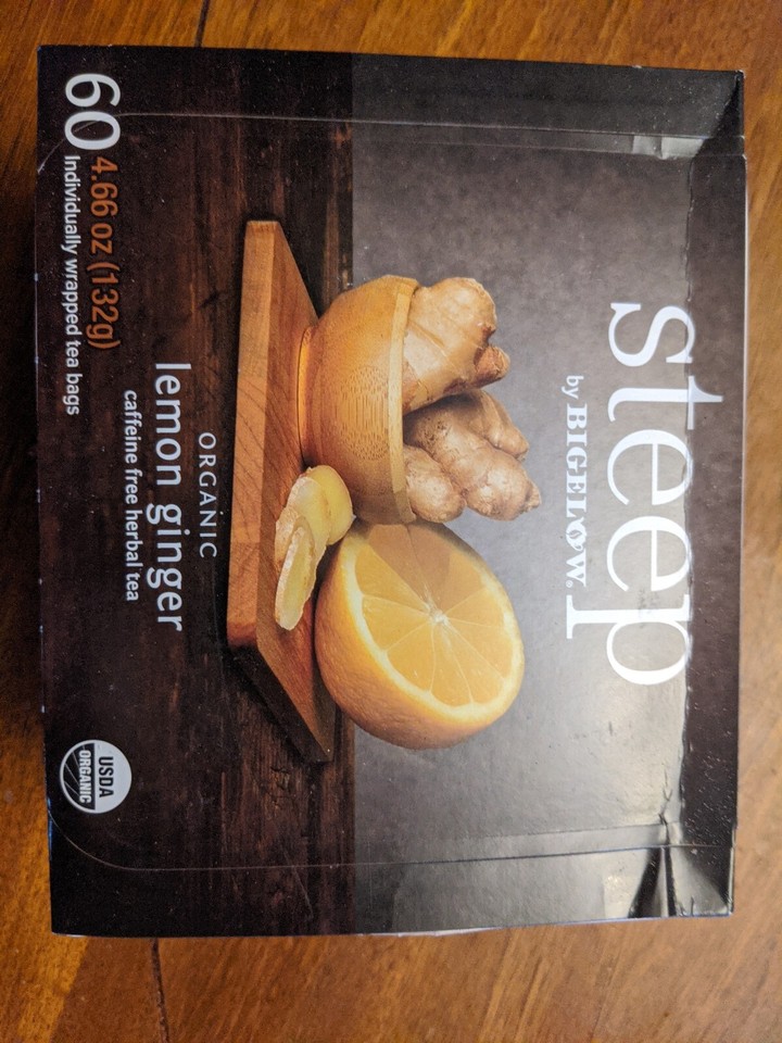 Steep Tea by Bigelow Lemon Ginger Herbal Tea 60 Tea Bags USDA Organic ...