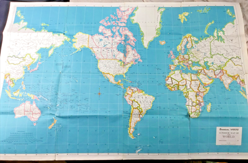 Vintage Hammond Superior Map of the World, circa 1970s USSR 25"x 38" No ...