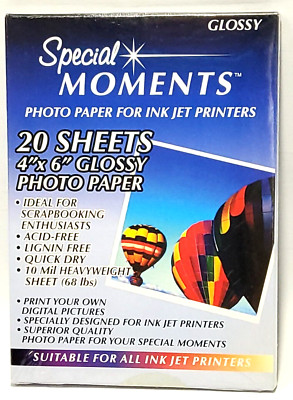 Special Moments 4x6 inch Glossy Photo Paper For Inkjet Printers 20 ...