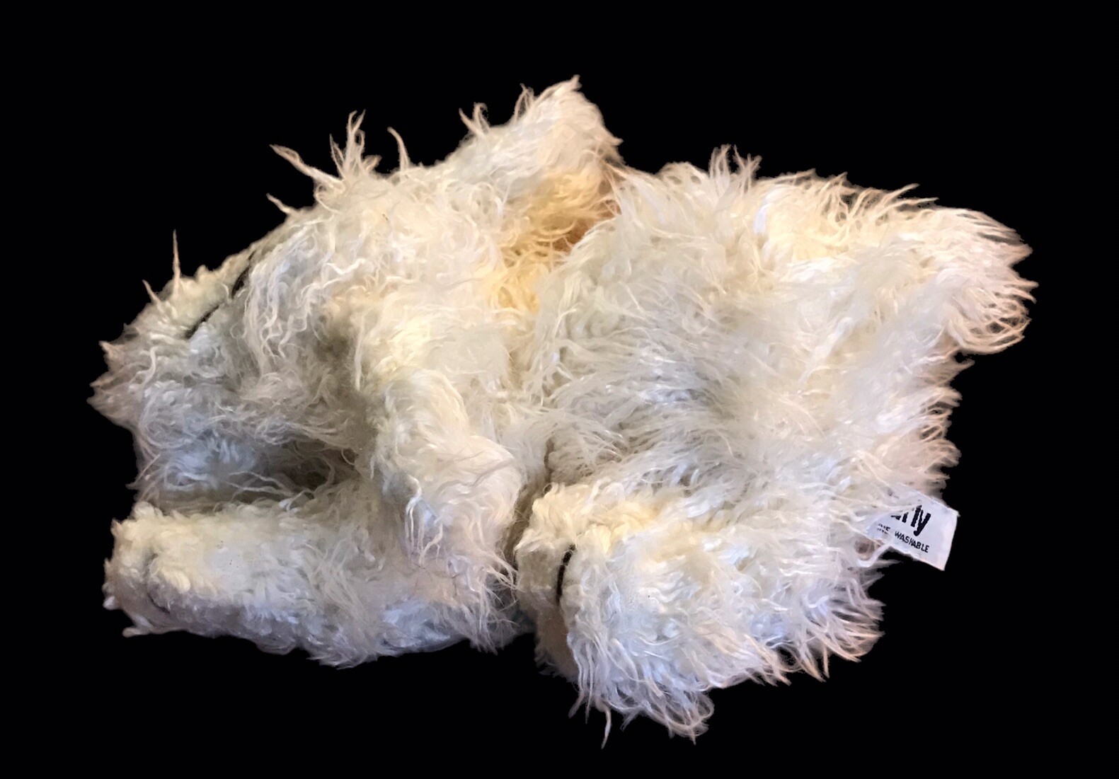 Russ CURLY White Dog Plush VTG Laying Flat Scruffy 10” | eBay