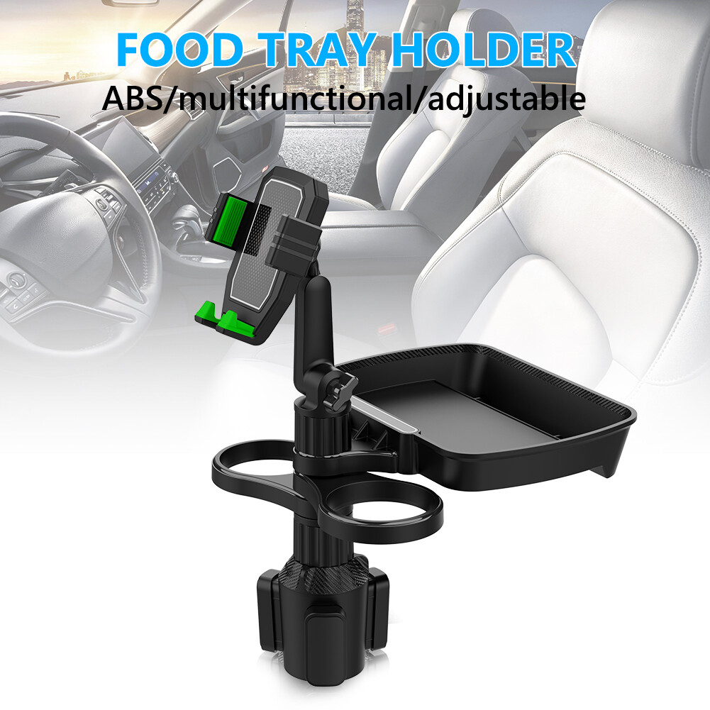 4 in 1 Car Cup Holder Tray 360 Rotating Auto Drink Food Table Phone ...