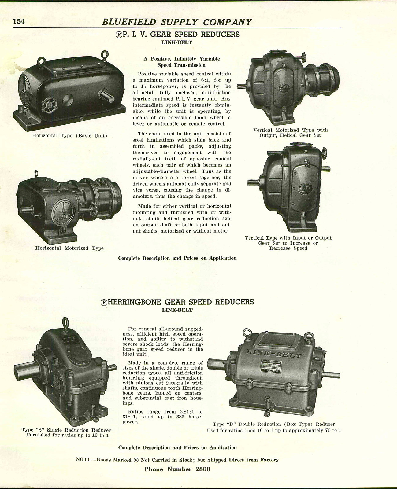 1941 ADVERT Link Belt PIV Gear Speed Reducers Herringbone Duff Norton ...