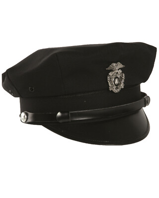 Black US Police Officer Visor Hat With Badge Wool Blend Cop Hat | eBay UK