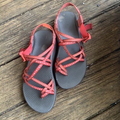 CHACO ZX2 Red Double Strap Jesus Toe Sandals Slingbacks Shoes Sz 10 ...