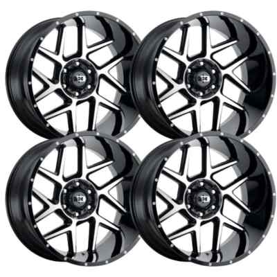 (Set-4) Vision 360 Sliver 20x10 6x135 -25mm Black Machined Wheels Rims ...