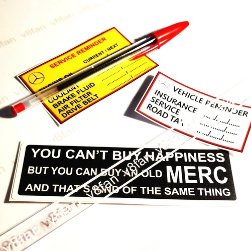 #SET291 "OLD MERC HAPPINESS" -3x funny stickers for Mercedes 208D W123 ...