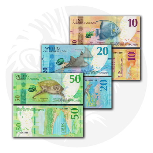 NEW 2025 Caribbean Guilders UNC MINI SET - 10 20 50 Curacao Sint ...