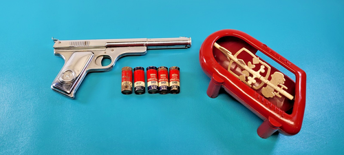 Daisy No. 118 Targeteer Air Pistol Chrome + Shooting Gallery Spinner ...